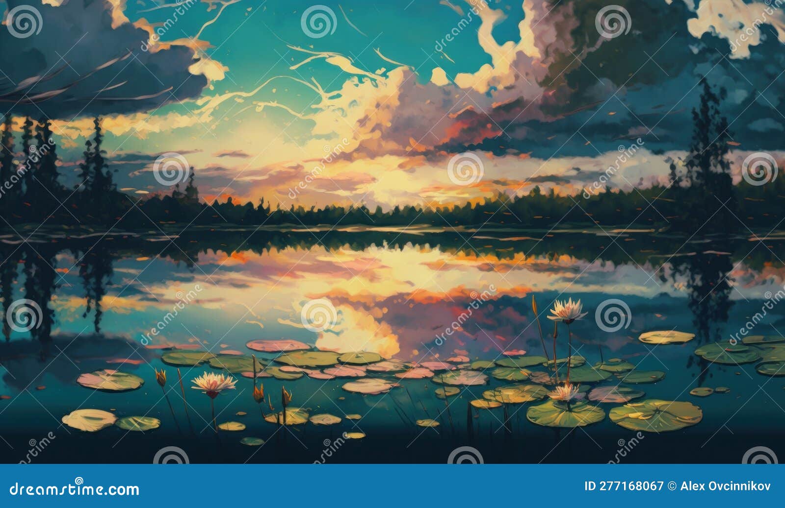 Sunset Water Lilies in a Pond. Perfect for Wallpapers Stock ...