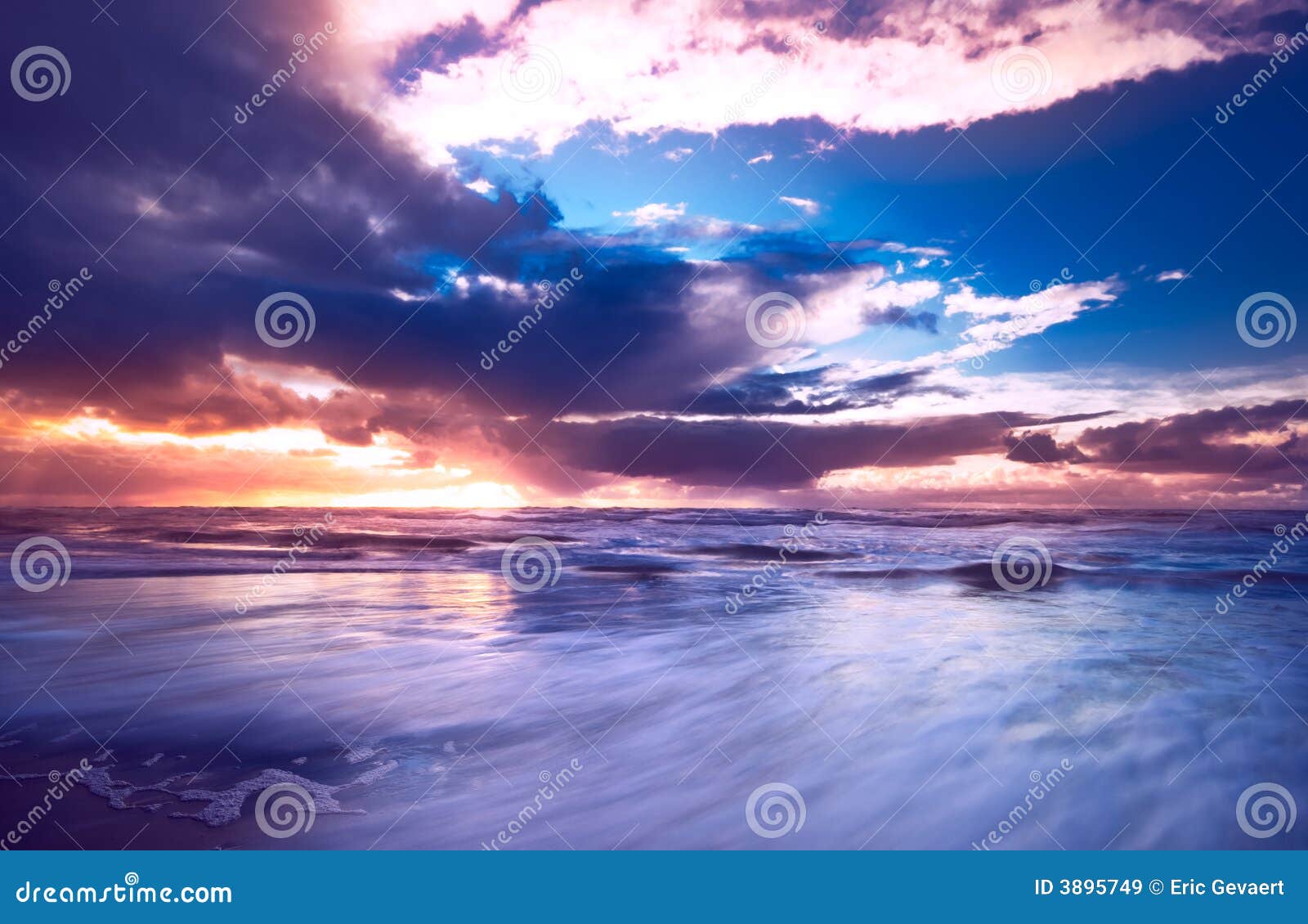 Sunset and waves stock image. Image of blue, colorful - 3895749