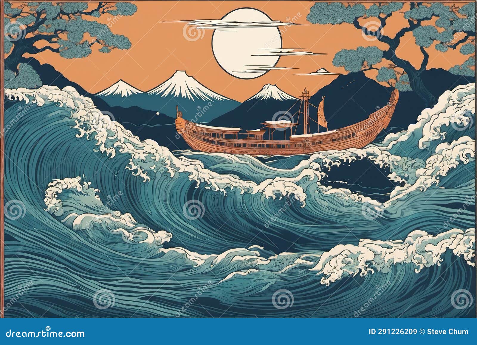 Japanese Ukiyo-e Dorayaki Ads Cartoon Vector | CartoonDealer.com #176107099
