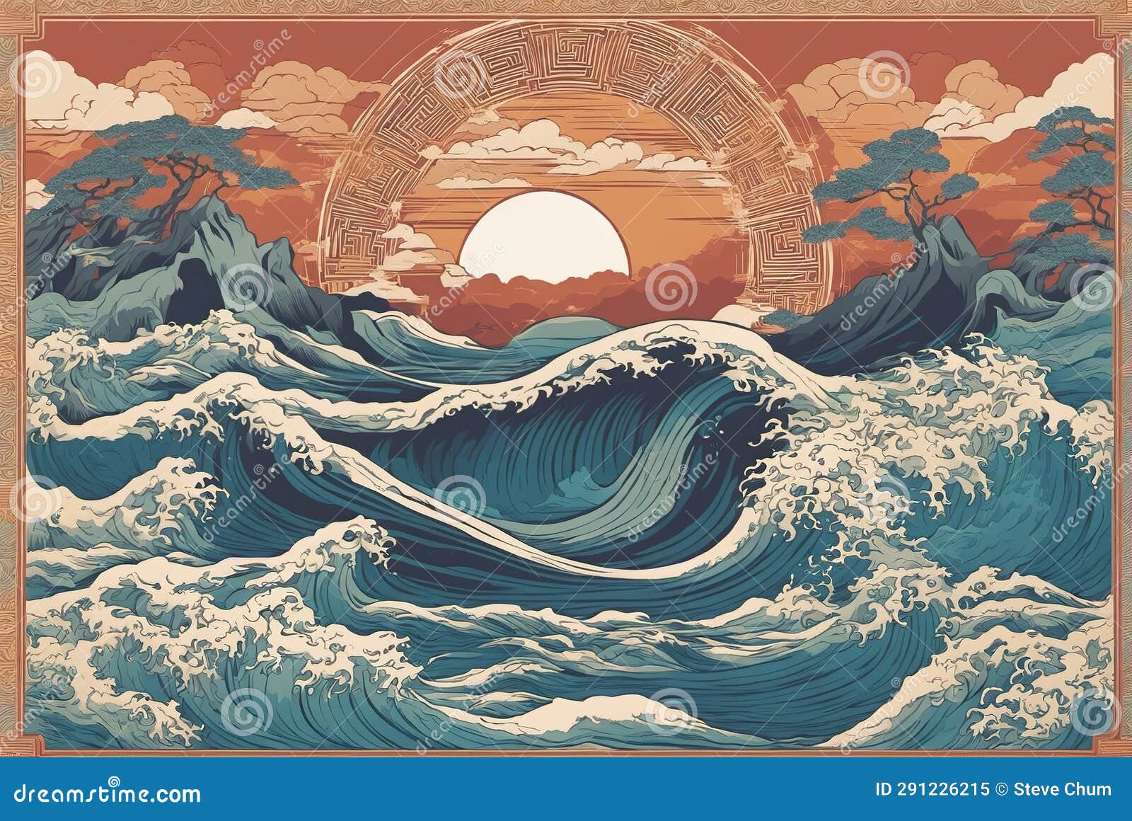 Japanese Ukiyo-e Dorayaki Ads Cartoon Vector | CartoonDealer.com #176107099