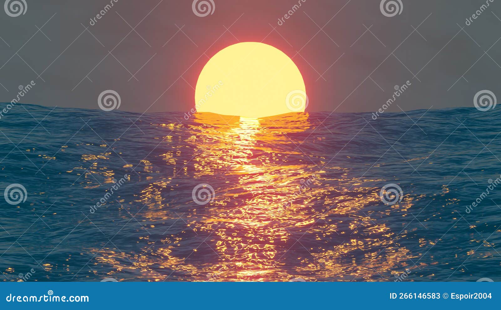 Sunset in the Waves of a Restless Sea Stock Illustration - Illustration ...