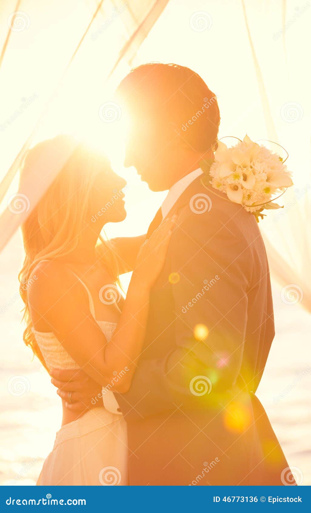 Sunset Wedding stock photo. Image of people, smiling - 46773136