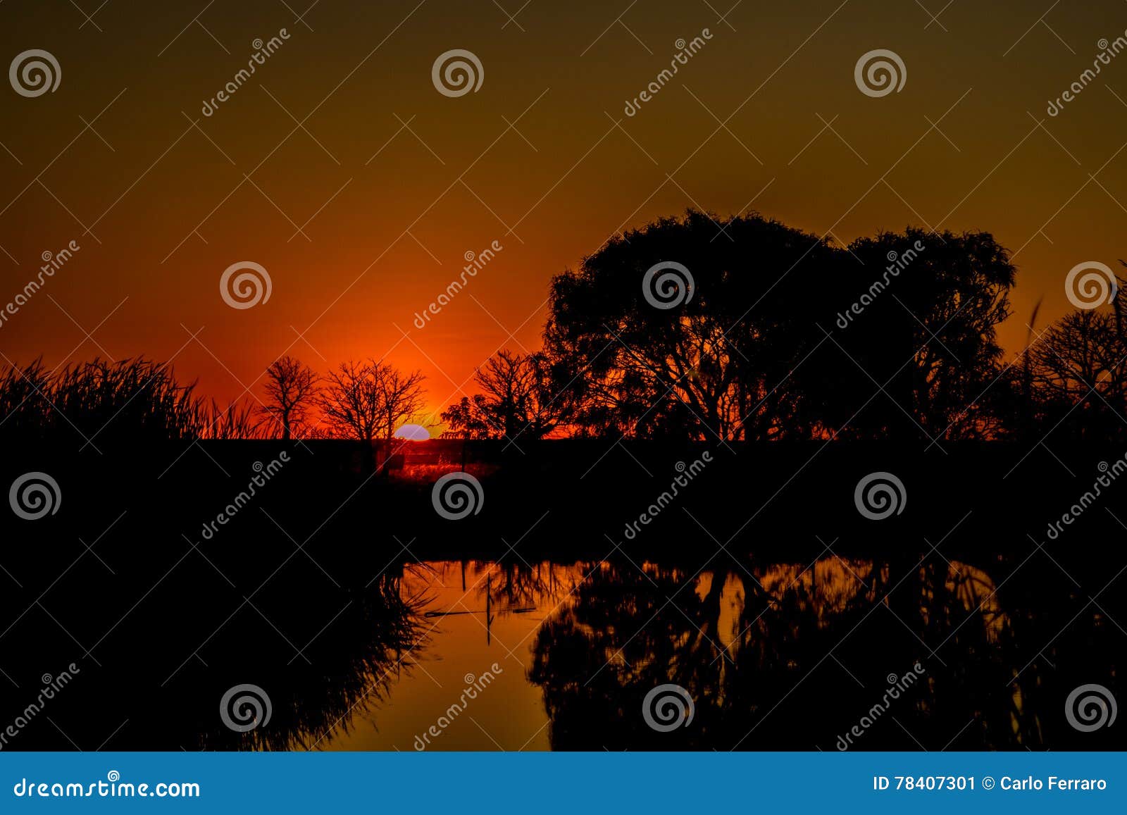 Sunset stock image. Image of horizon, calm, mirror, water - 78407301