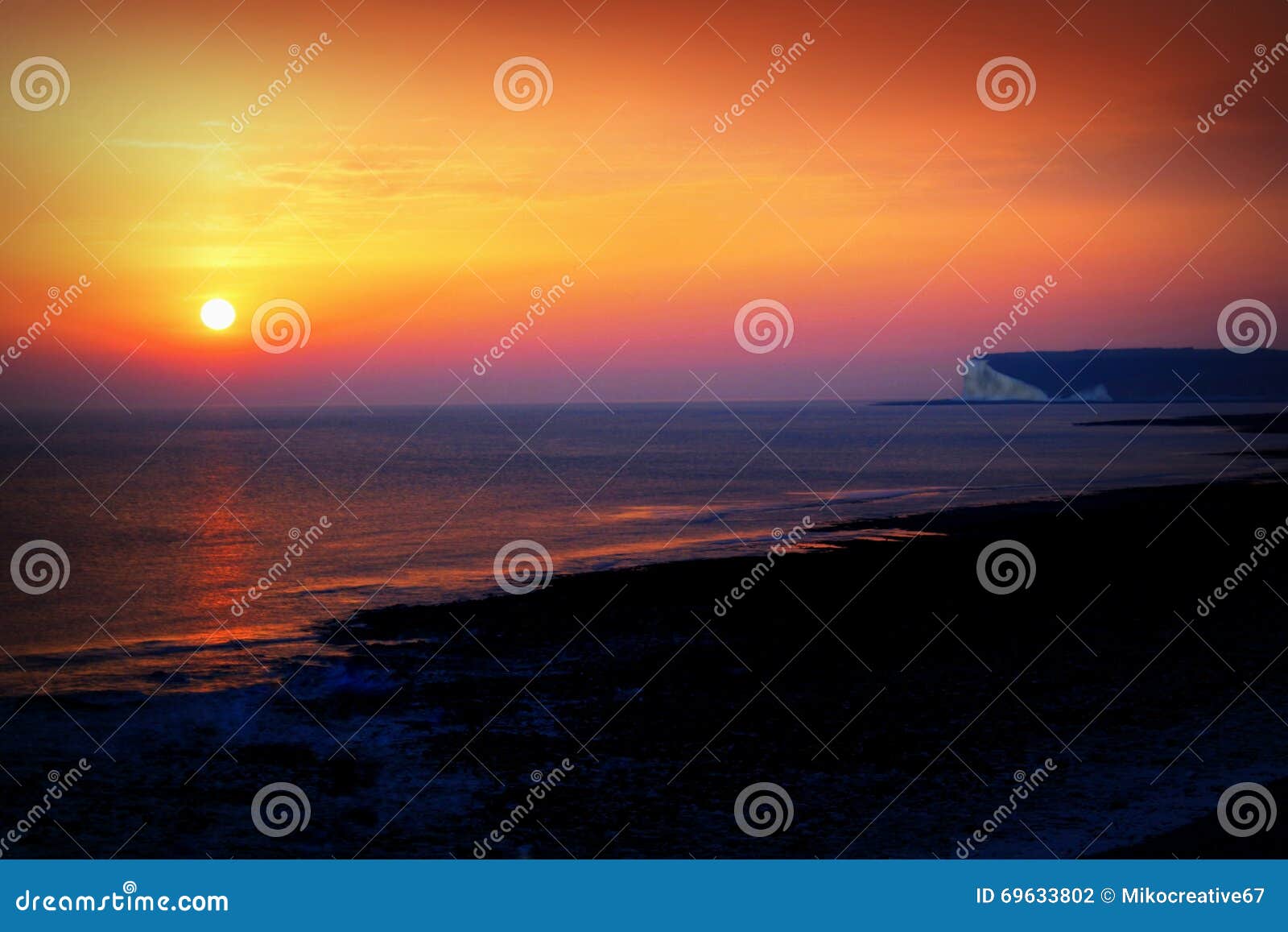 Sunset White Cliffs England Stock Photo - Image of place, landscape ...