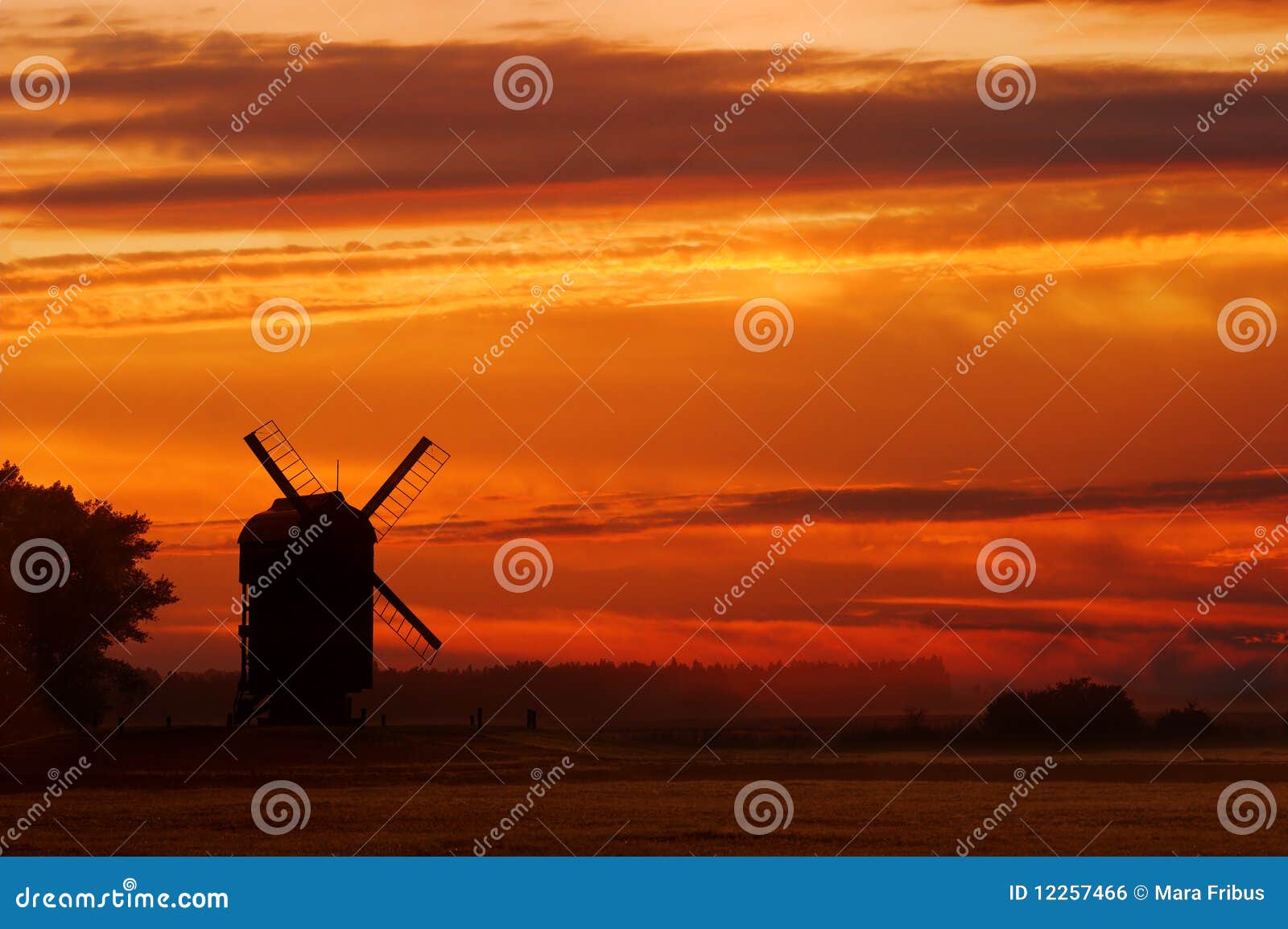 Sunset windmill stock photo. Image of tourism, exterior - 12257466