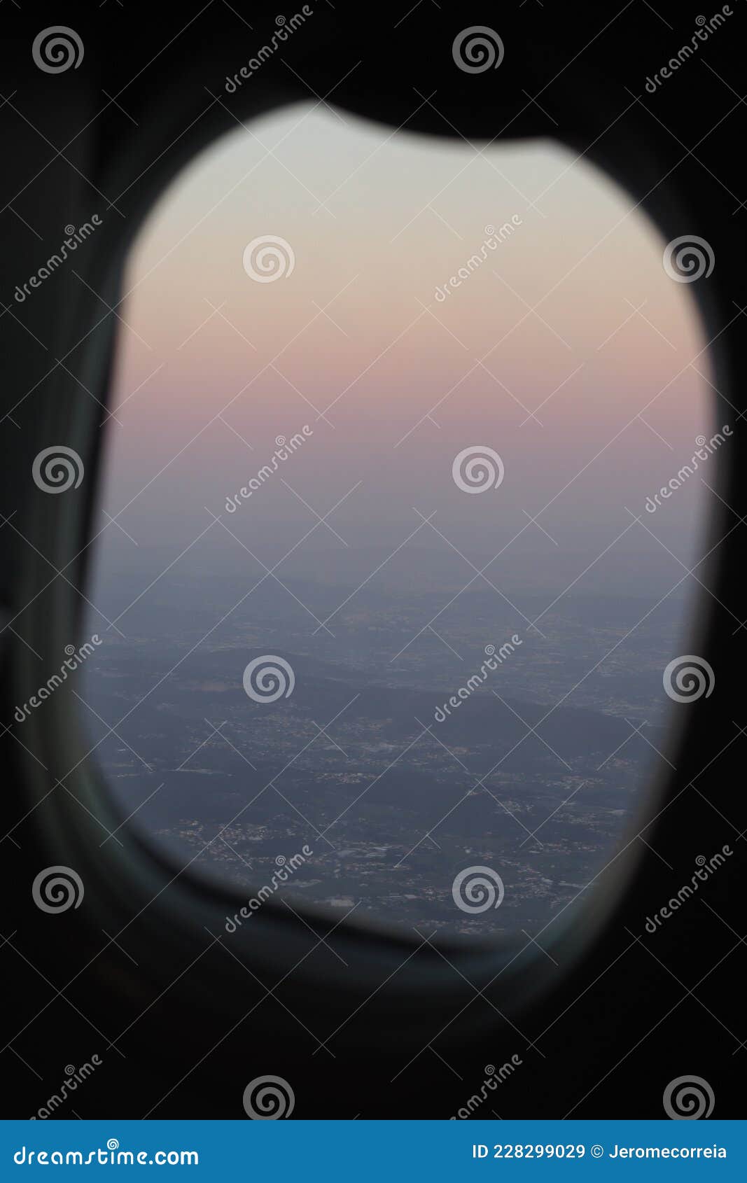 Sunset through the Window of an Airplane Taking Off Stock Image - Image ...