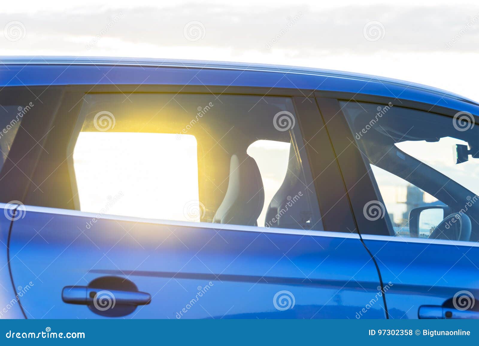 Sunset through the Window of a Modern Car, Car Exterior Details Stock ...