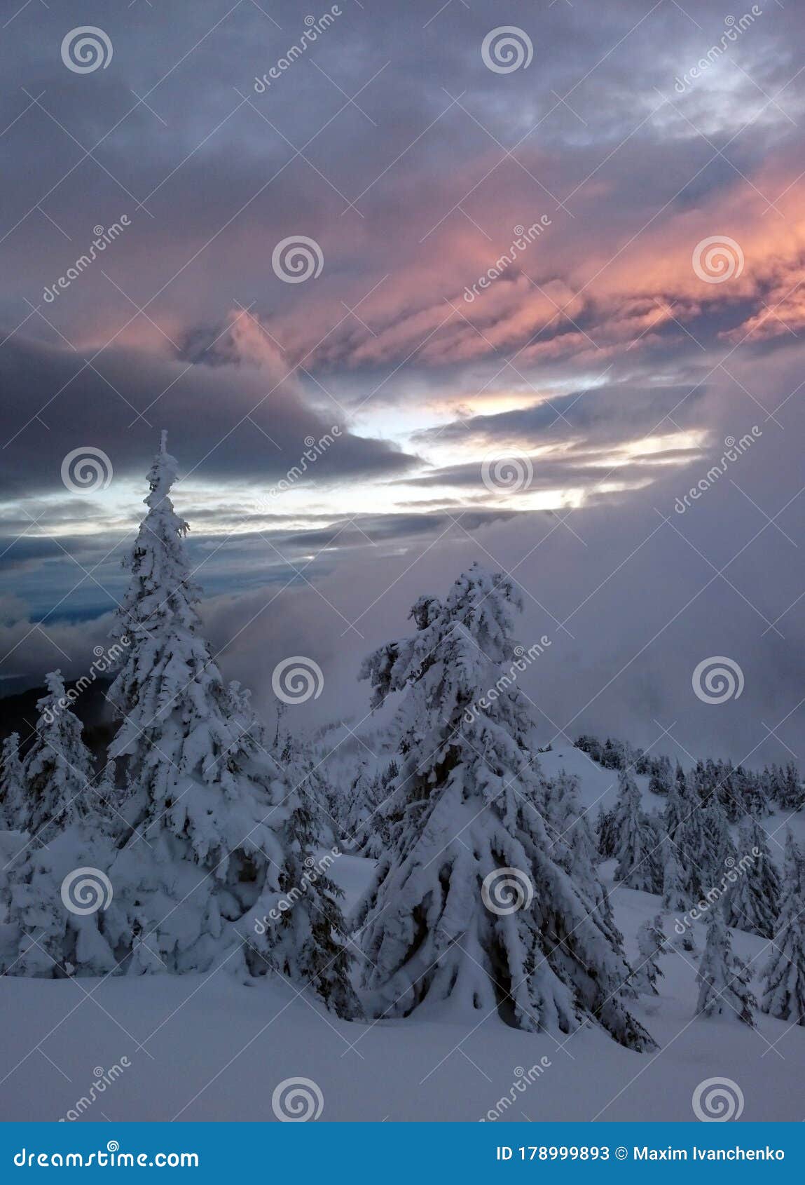 Warm Sunset in the Winter Mountains Stock Image - Image of fairytale ...