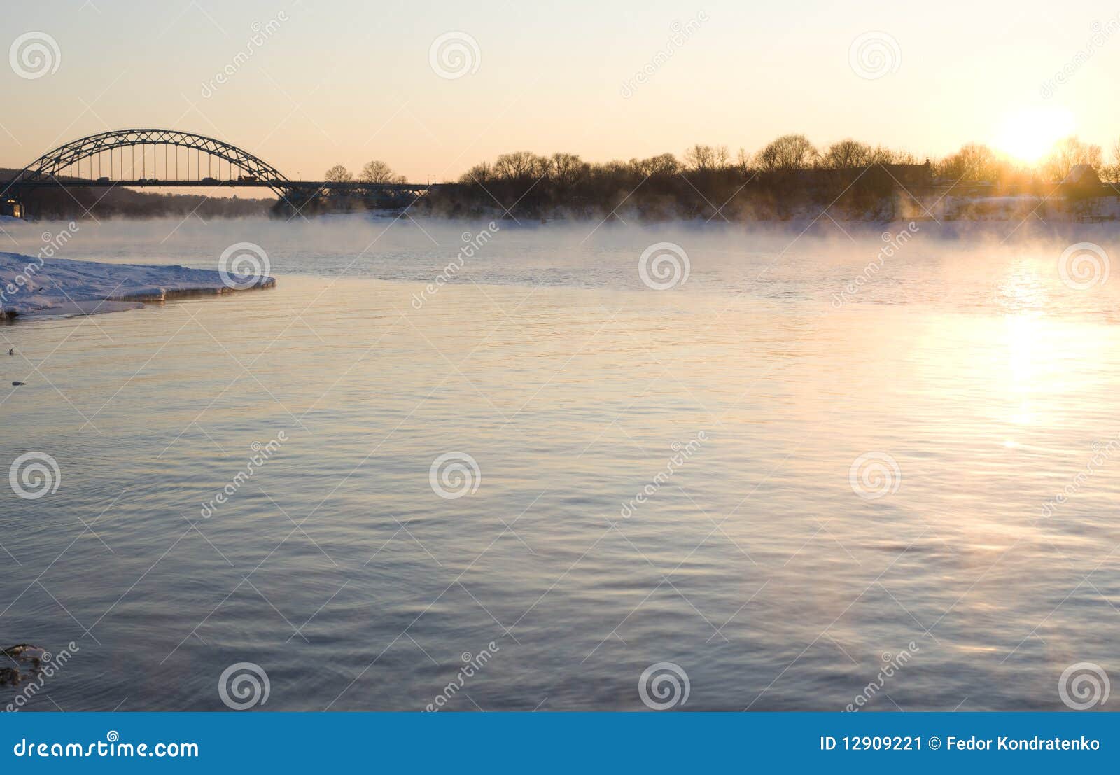 Sunset on winter river stock image. Image of dusk, sunset - 12909221