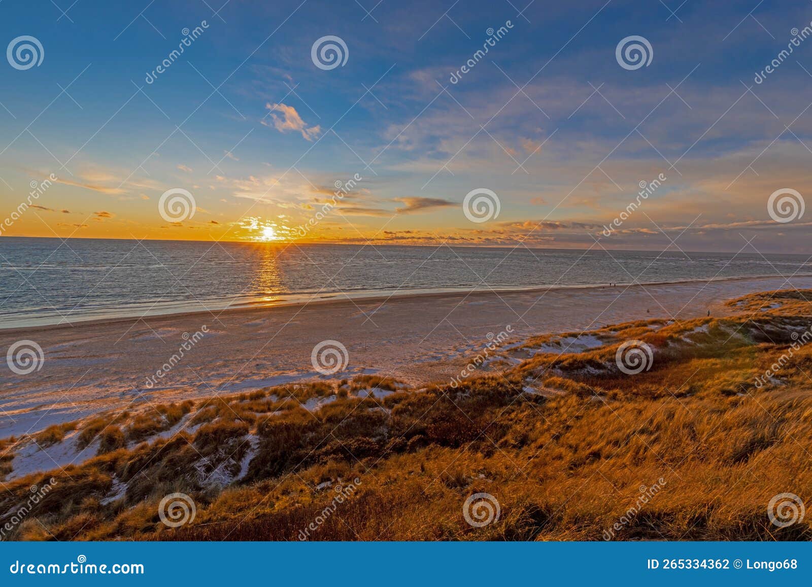 Sunset on Winter Beach of Balvand in Denmark Stock Photo - Image of ...