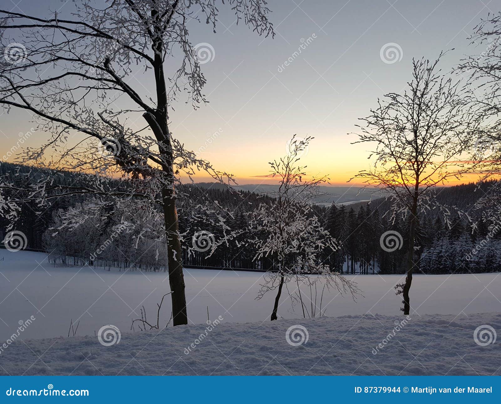 Sunset in Winterberg stock photo. Image of wintertime - 87379944