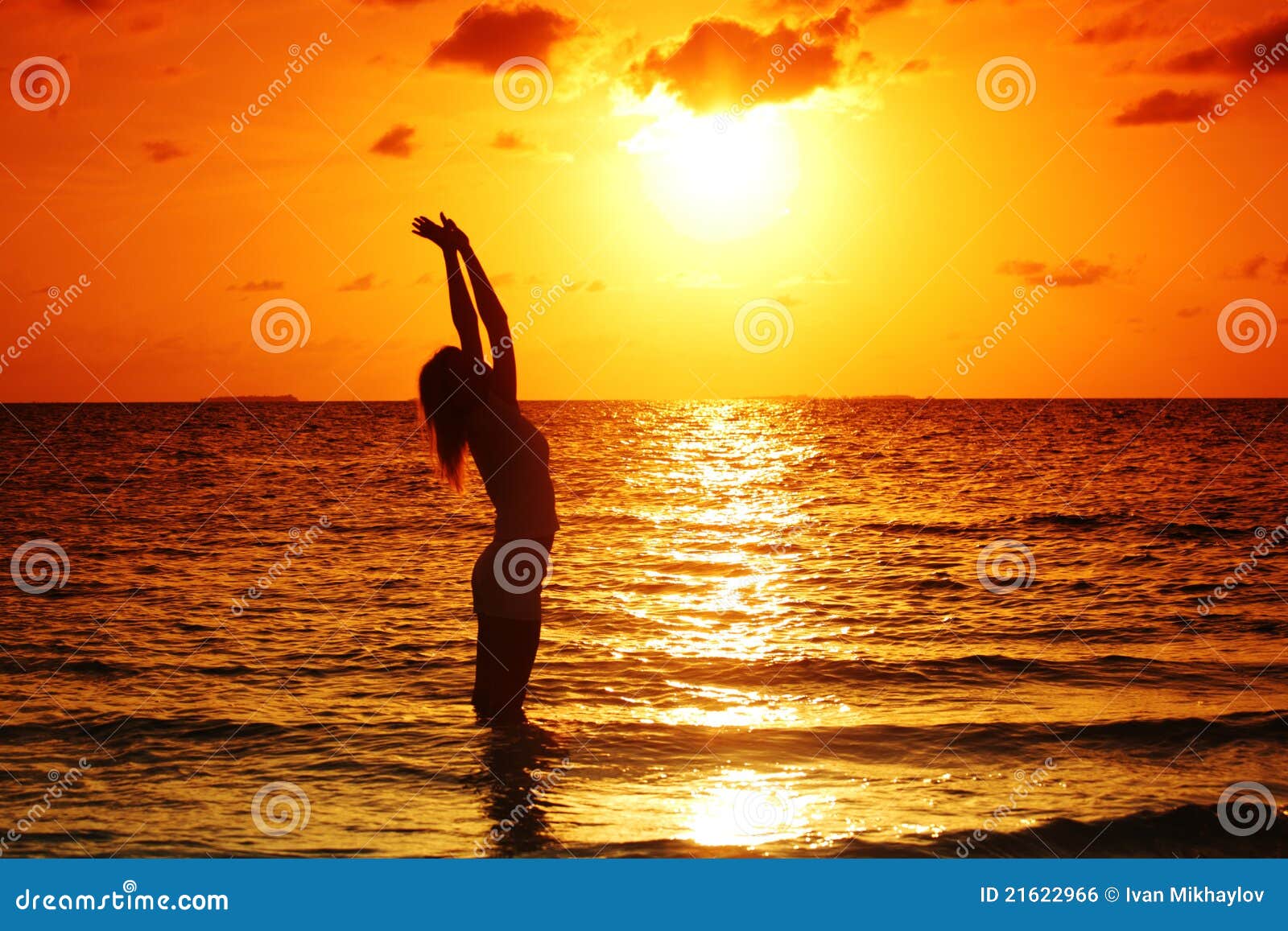 Sunset woman stock photo. Image of meditation, evening - 21622966