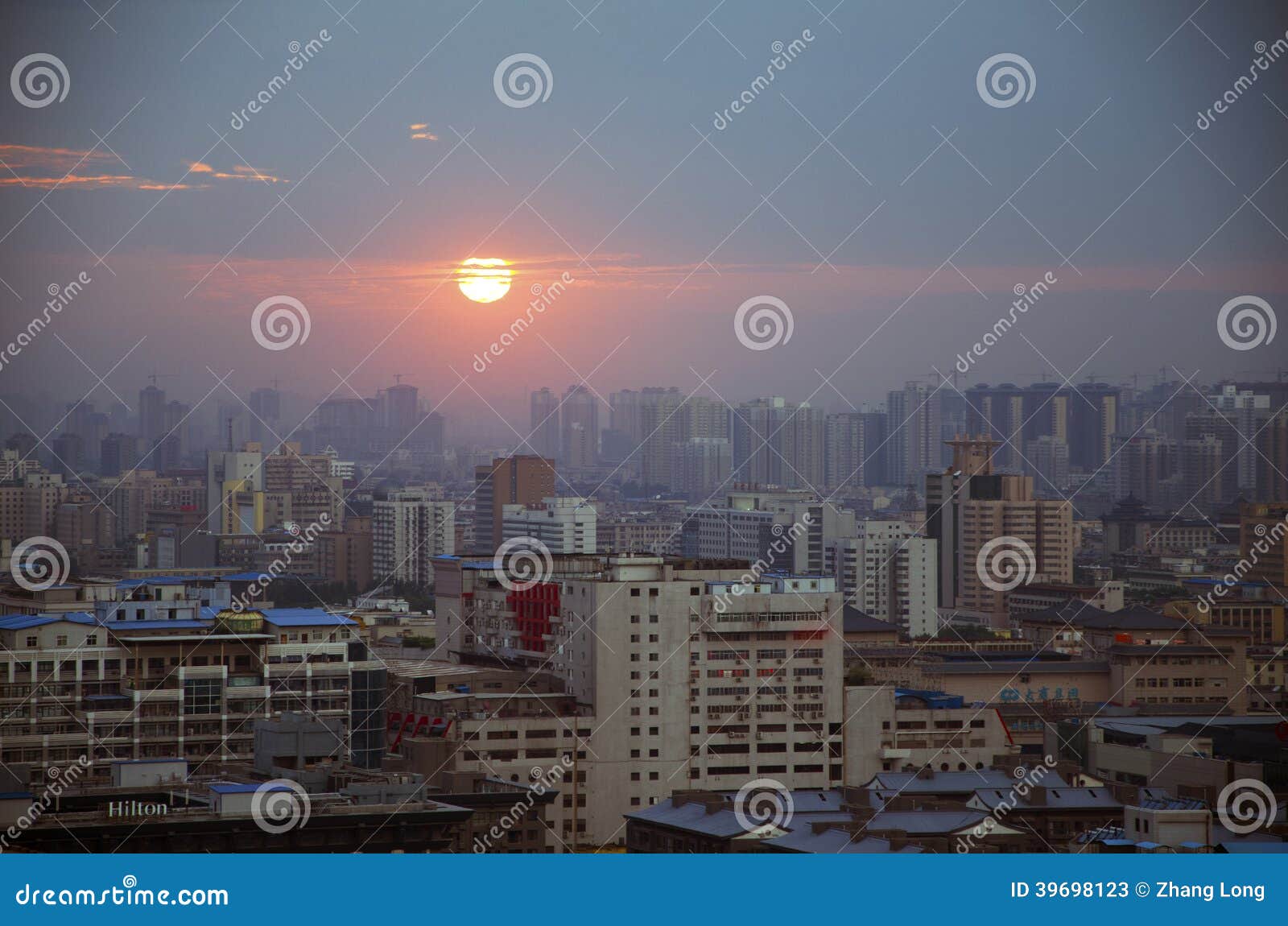 Sunset in xian editorial stock photo. Image of overview - 39698123
