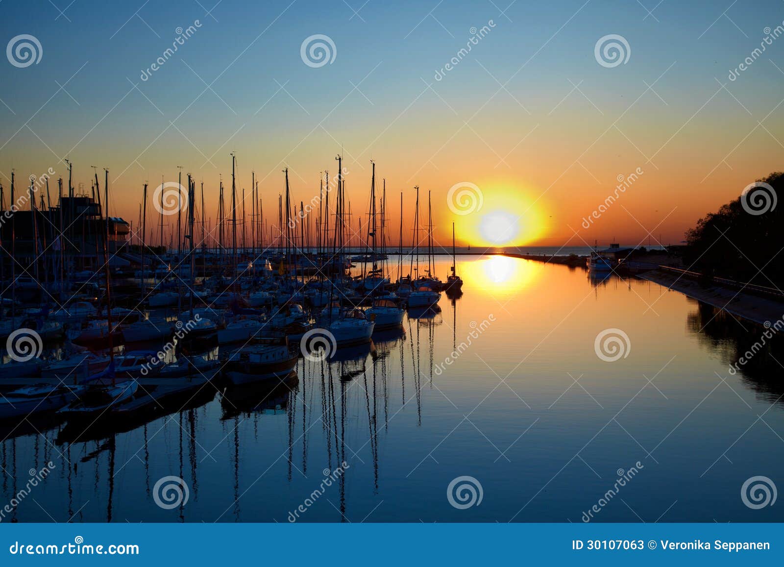 Sunset at the Yachts Harbor Stock Image - Image of harbor, dusk: 30107063