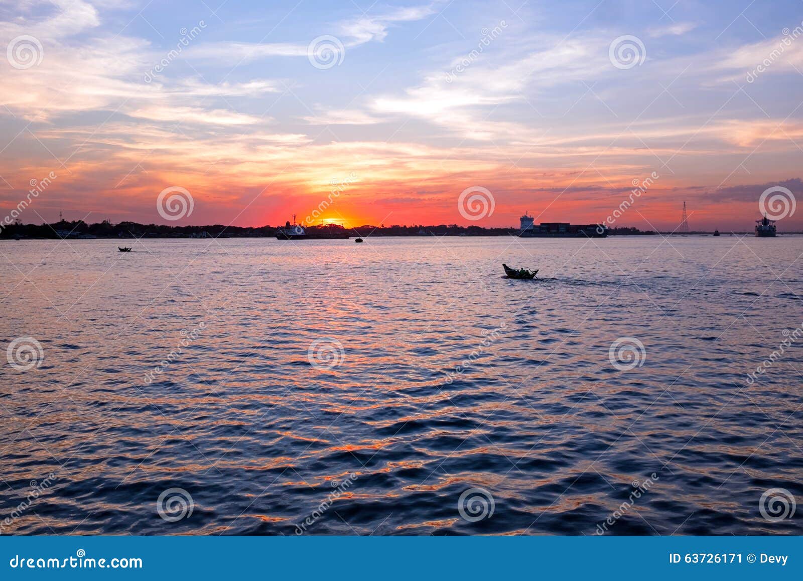 Sunset at the Yangon River in Yangon Myanmar Editorial Photo - Image of ...