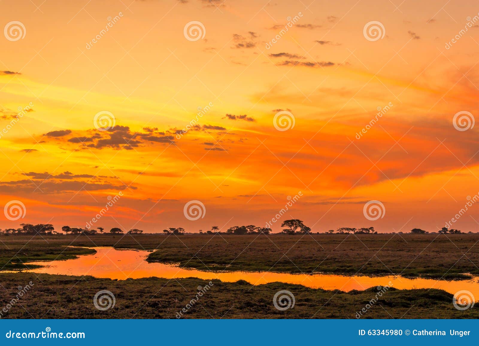 Sunset in zambia stock photo. Image of peace, water, clouds - 63345980