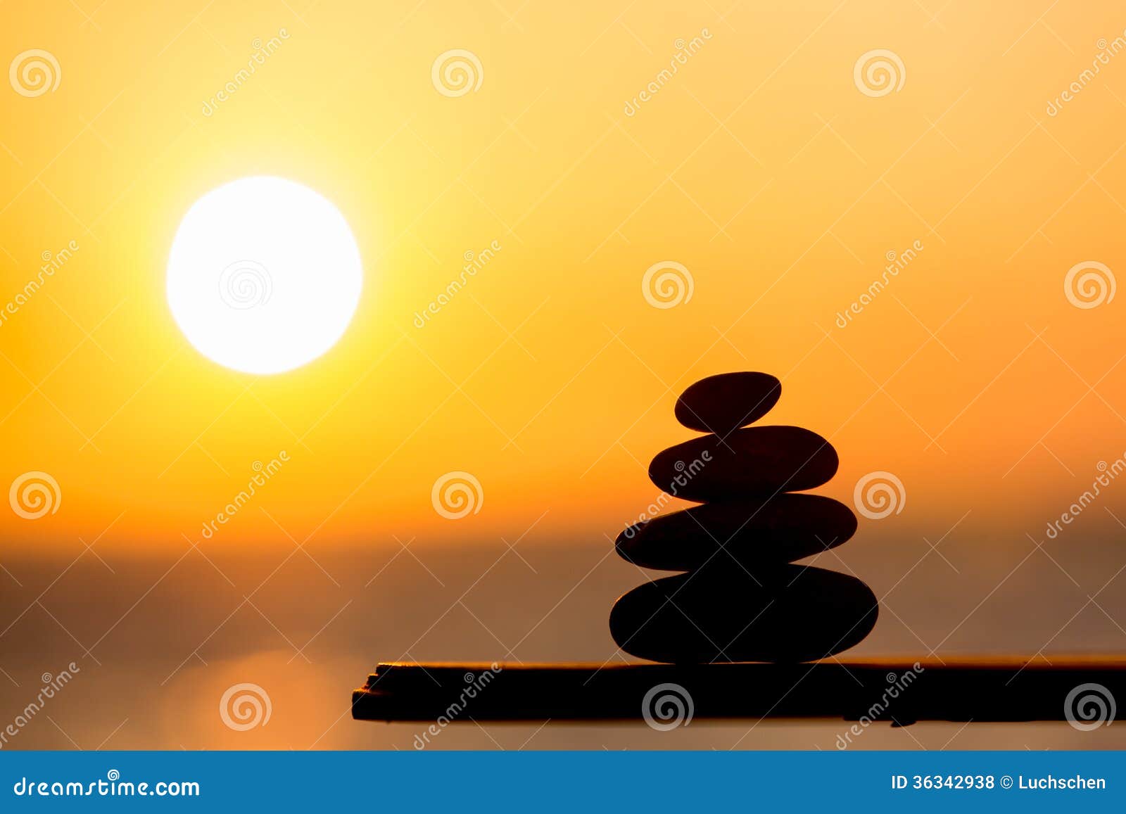Sunset and zen stones stock photo. Image of outdoors - 36342938