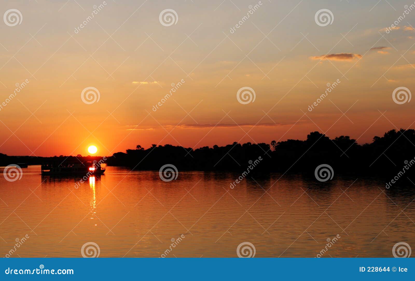 Sunset in Zimbabwe Over Zambezi River Stock Photo - Image of water ...