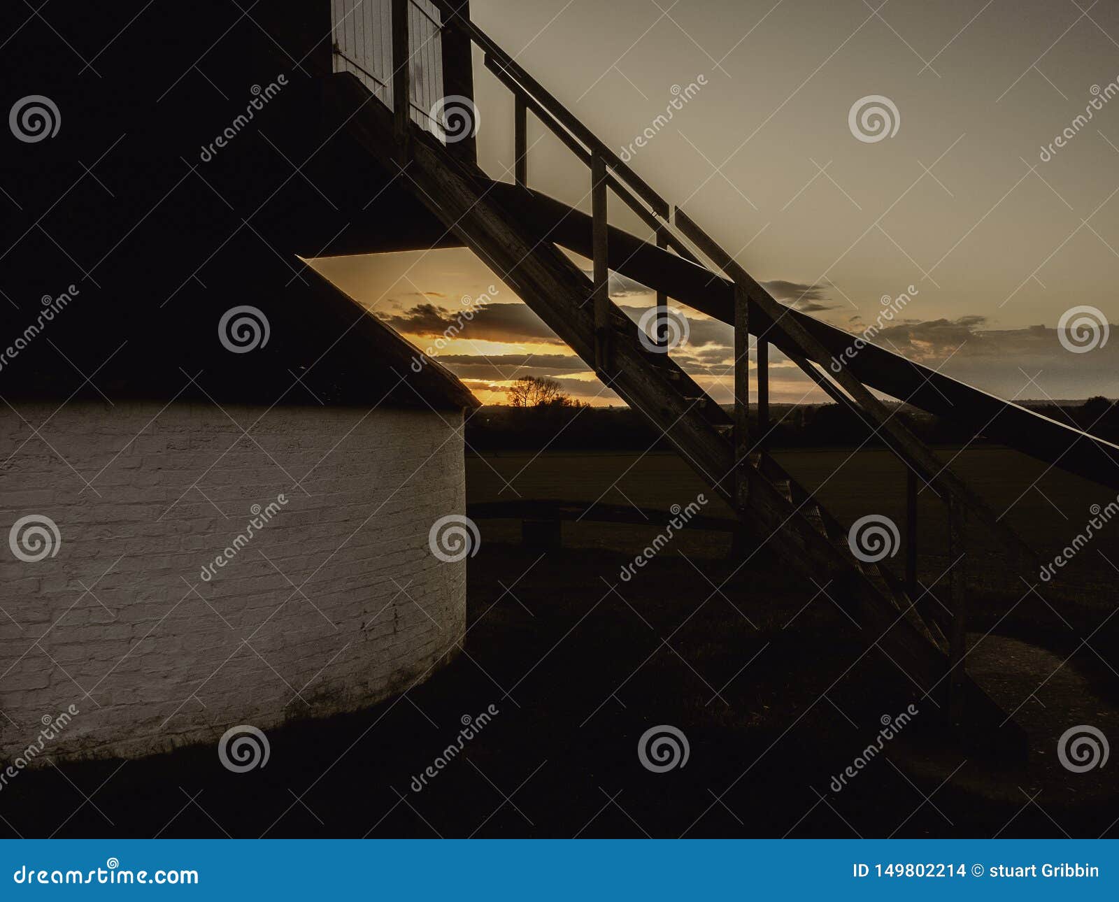Sunsetting Pitstone Windmill Ivinghoe Landmark Stock Photo - Image of ...