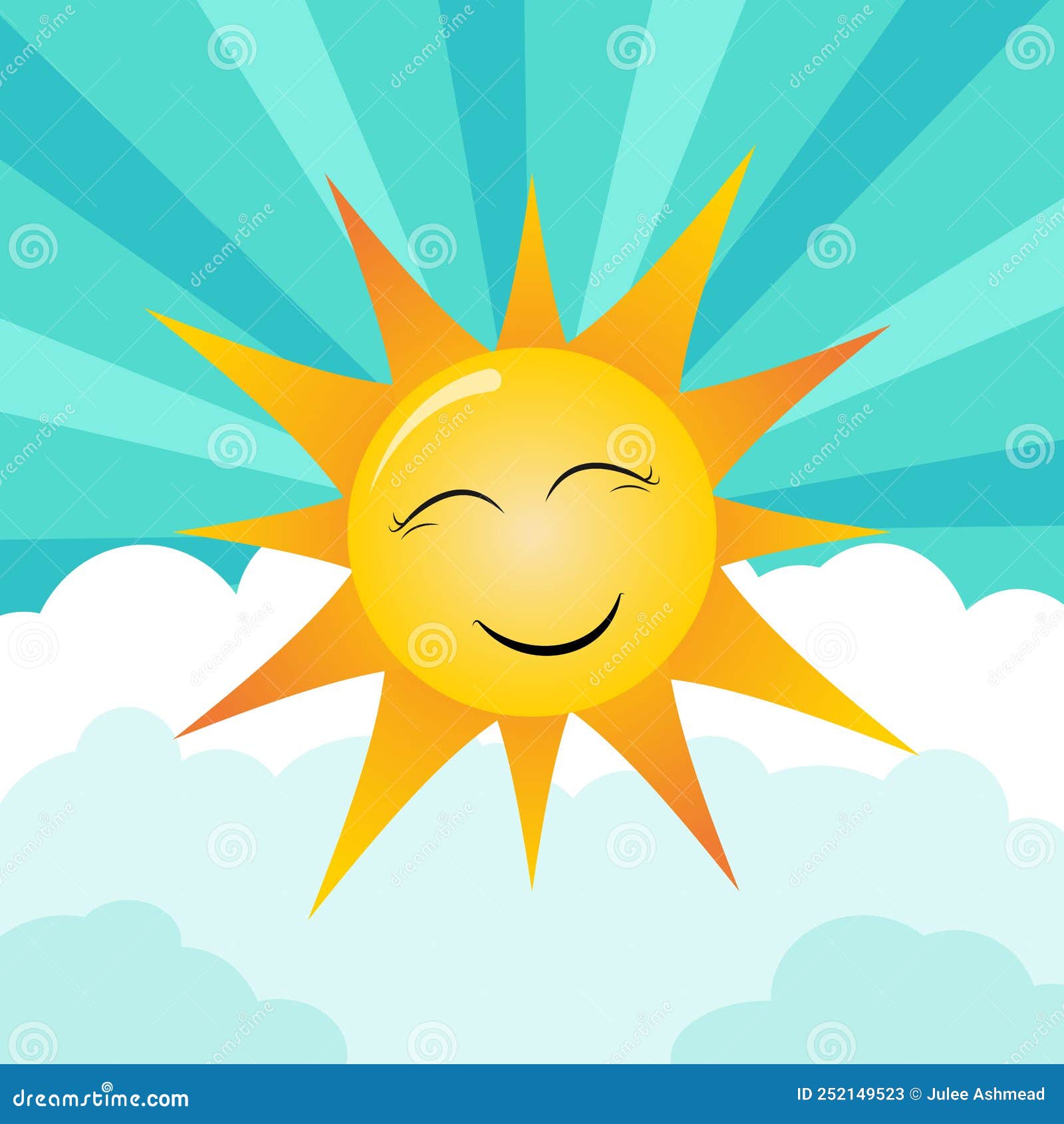 Radiant Smiling Cartoon Sun | CartoonDealer.com #121279583