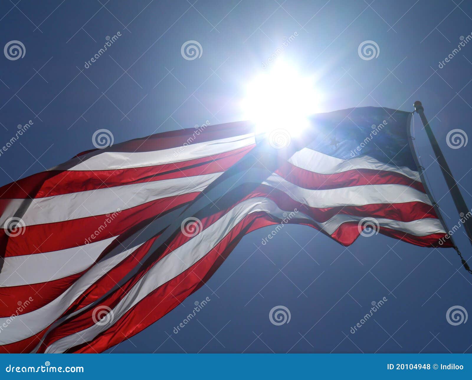 Sunshine and American flag stock photo. Image of element - 20104948