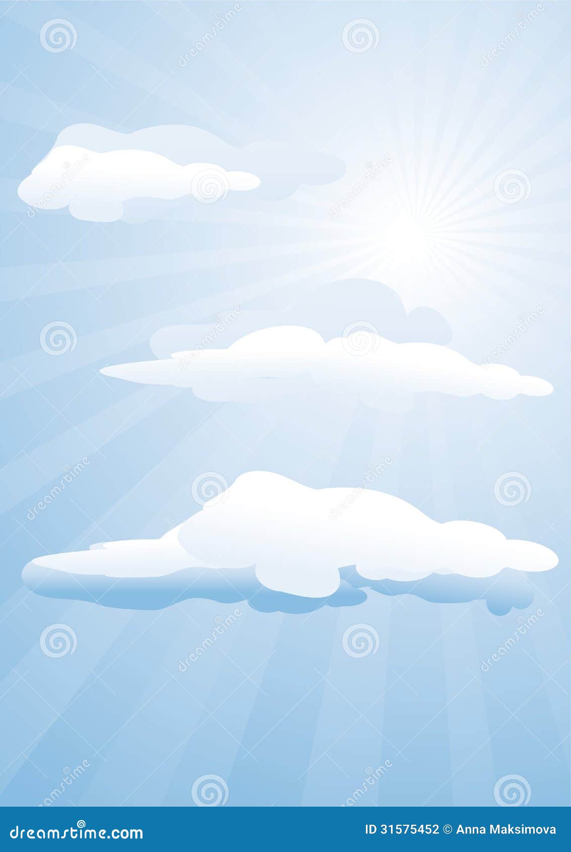 Sunshine and clouds stock vector. Illustration of sunlight - 31575452