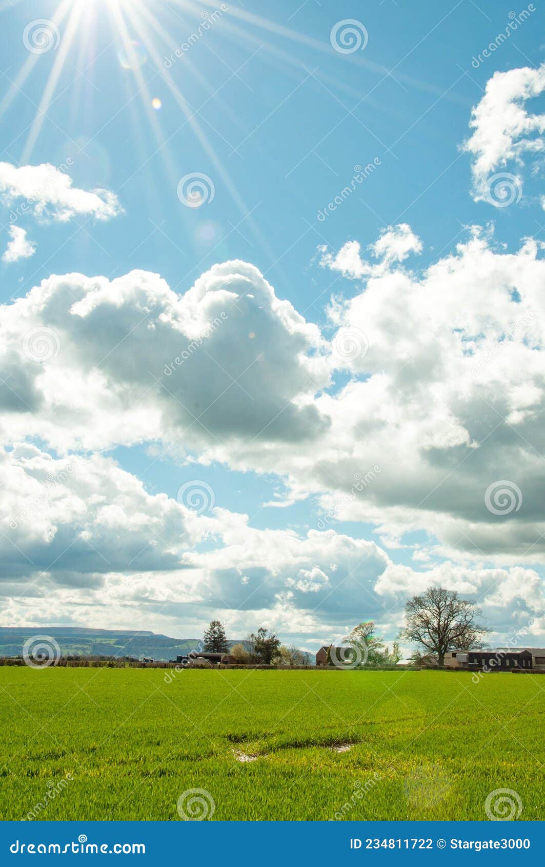 Sunshine and Clouds in the Summertime Fields. Stock Photo - Image of ...