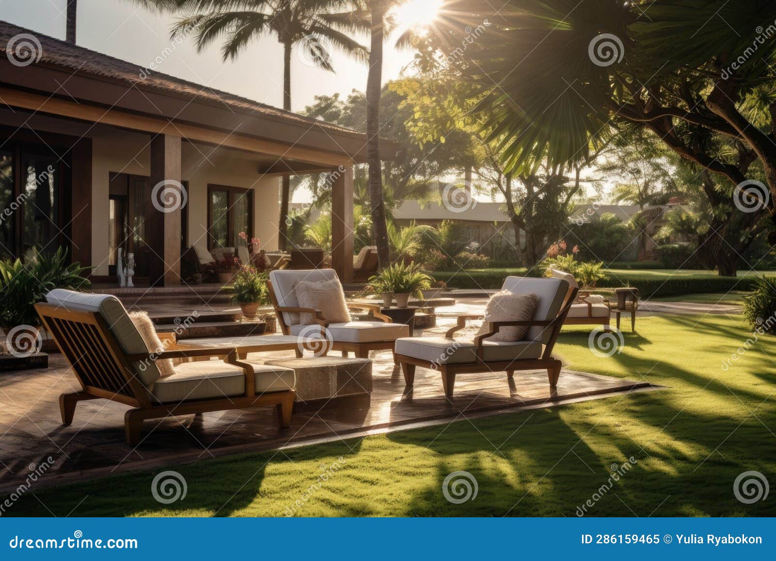 Sunshine Daytime Backyard Chair Exterior. Generate Ai Stock Image ...