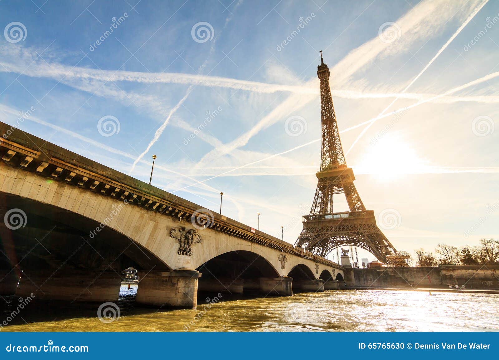 Sunshine Eiffel bridge stock photo. Image of paris, romantic - 65765630