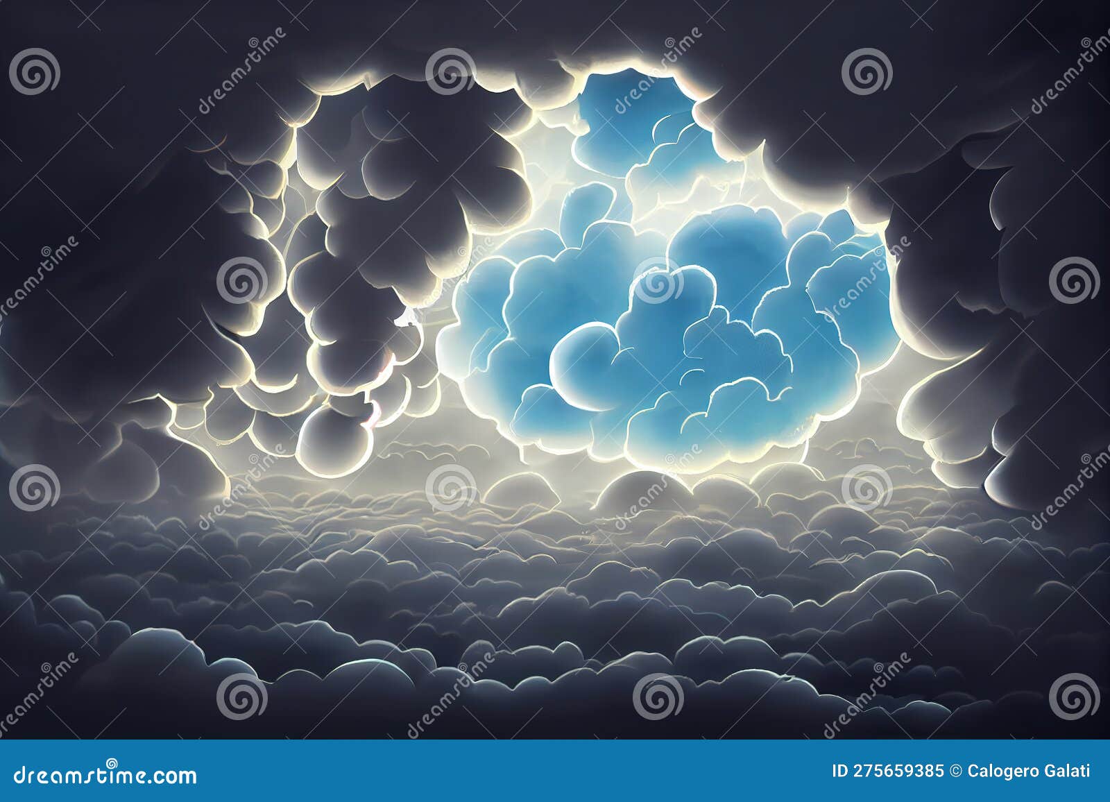 Sunshine Flowing through a Part of Dark Clouds, Blue Sky, Ai Generated ...