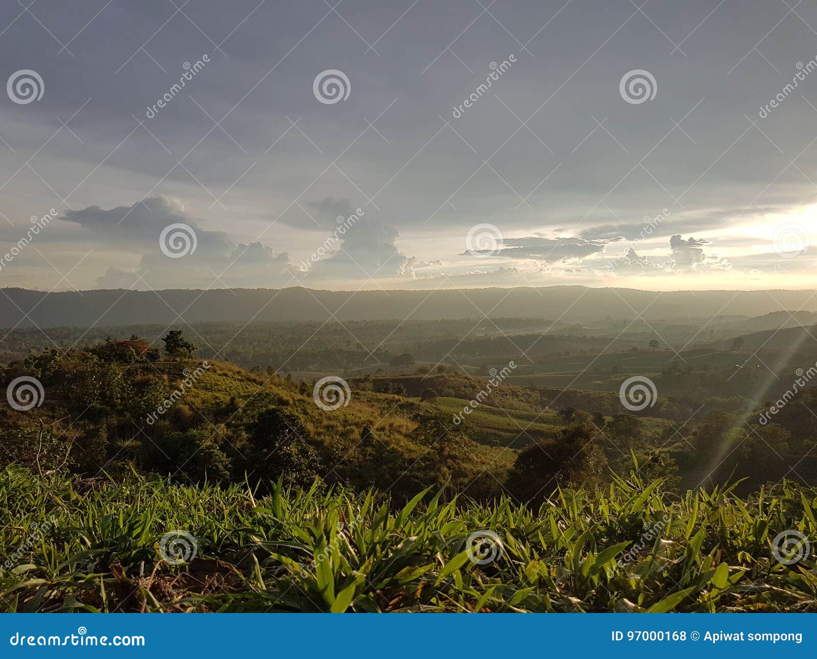 Sunshine with hills stock photo. Image of sunshine, hills - 97000168