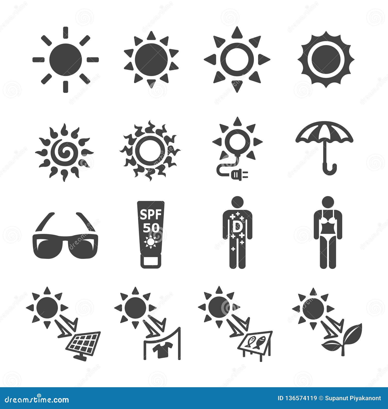 Sunshine icon set stock vector. Illustration of decoration - 136574119