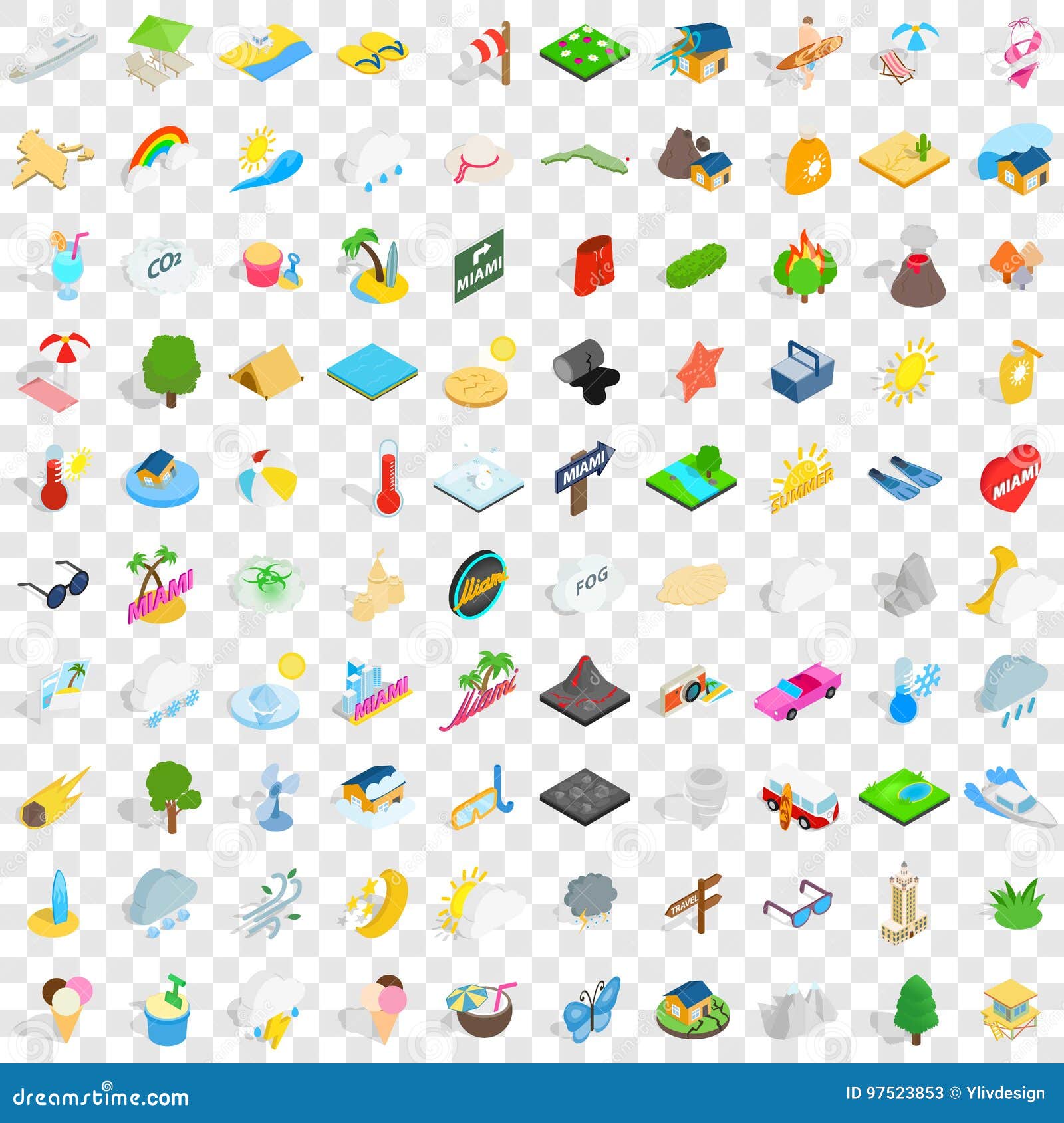 100 Sunshine Icons Set, Isometric 3d Style Stock Vector - Illustration ...