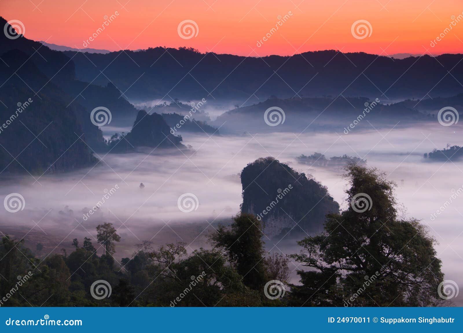 Sunshine on the Morning Mist Stock Image - Image of countryside, hill ...