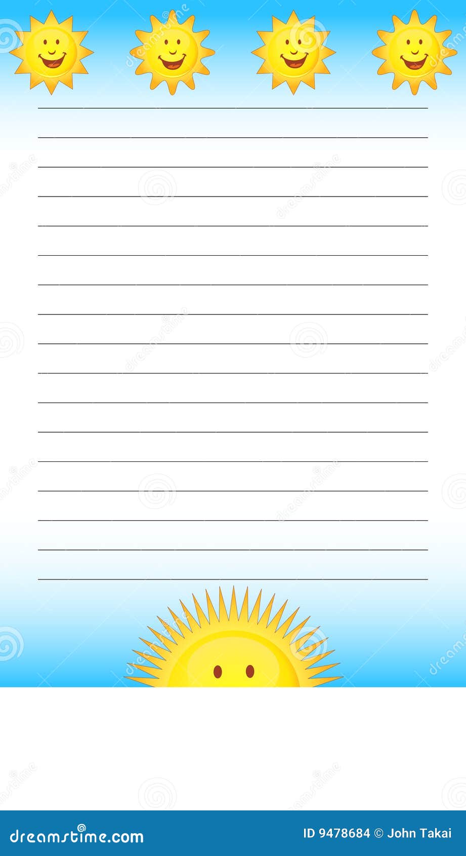 Sunshine Notepad stock vector. Illustration of note, paper - 9478684