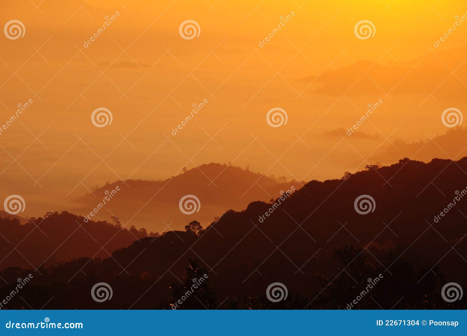 Sunshine Over the Mist Mountain Stock Photo - Image of environment ...