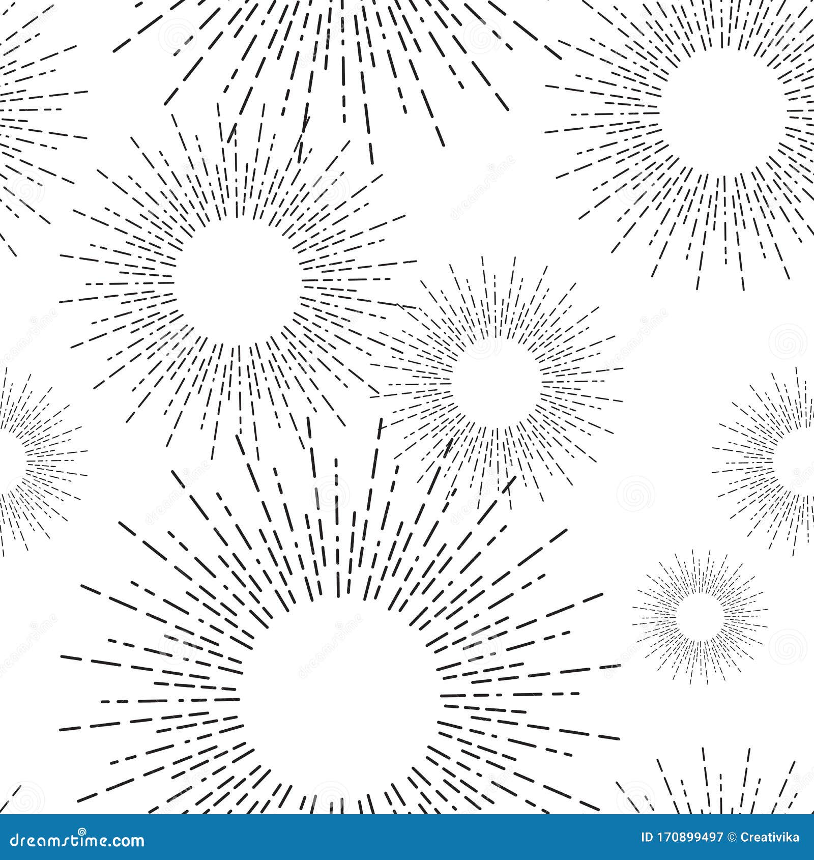 Vintage Linear Sunburst Seamless Pattern Stock Vector - Illustration of ...
