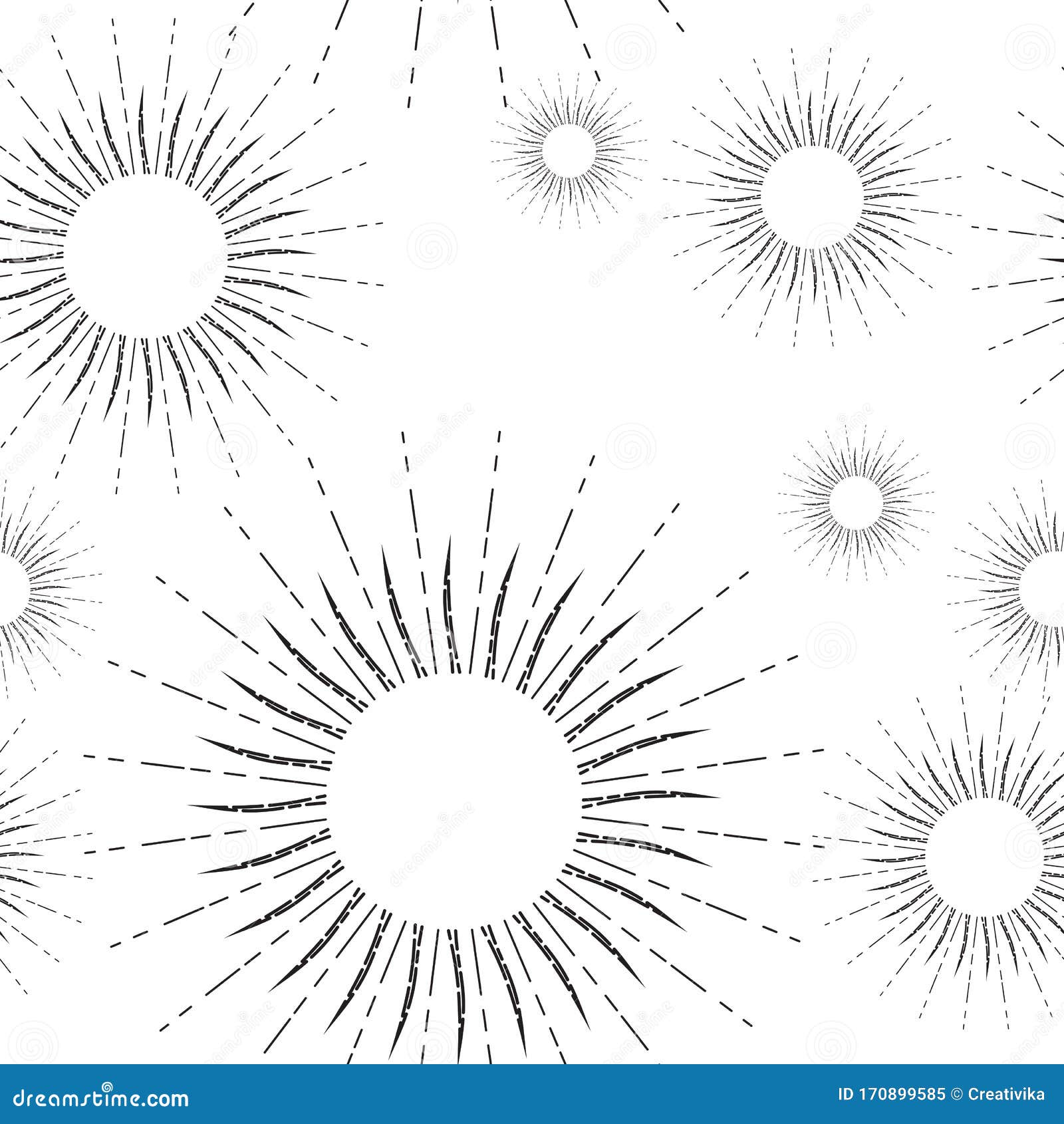 Vintage Linear Sunburst Seamless Pattern Stock Vector - Illustration of ...
