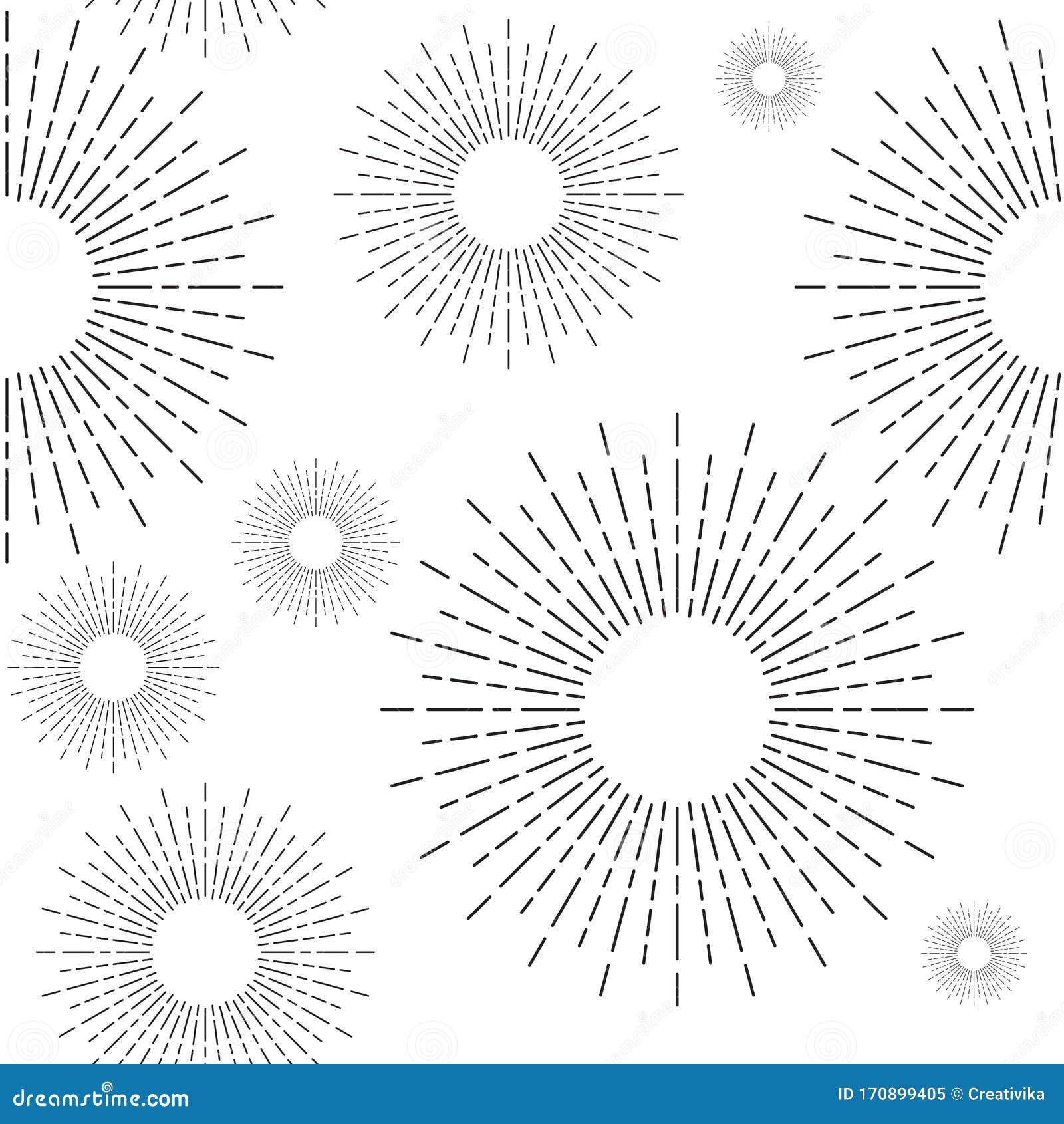 Retro Sunburst Linear Seamless Pattern Stock Vector - Illustration of ...