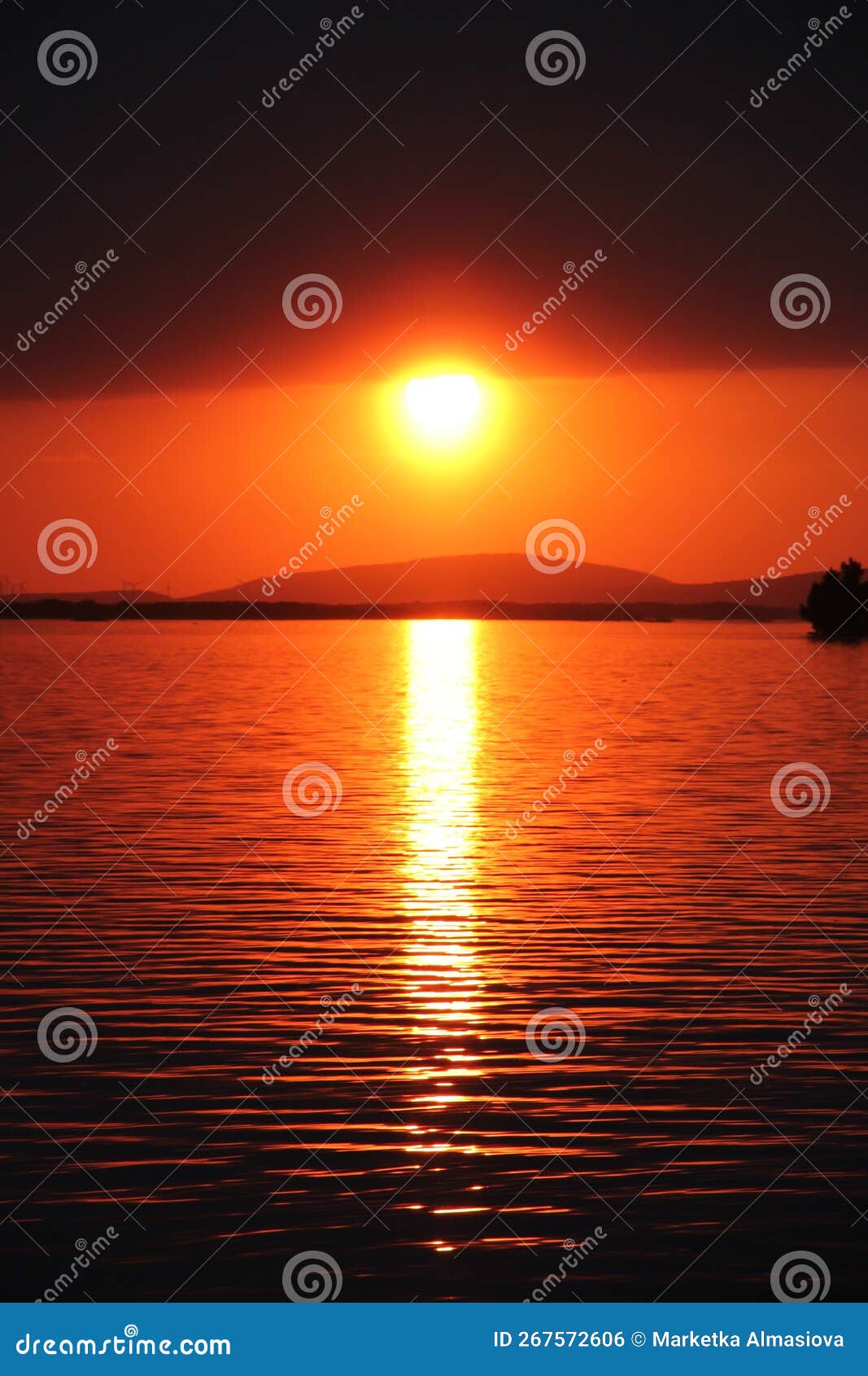 Sunset on the river stock photo. Image of shore, coast - 267572606