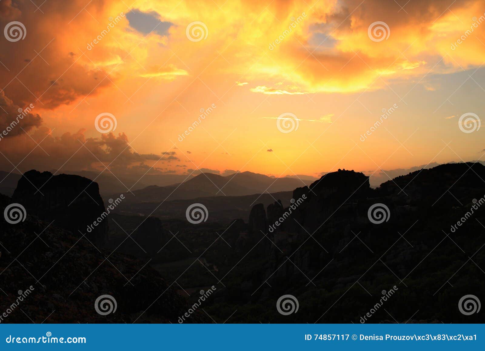 Sunshine Scenic Wiew on the Meteora Stock Image - Image of sunshine ...