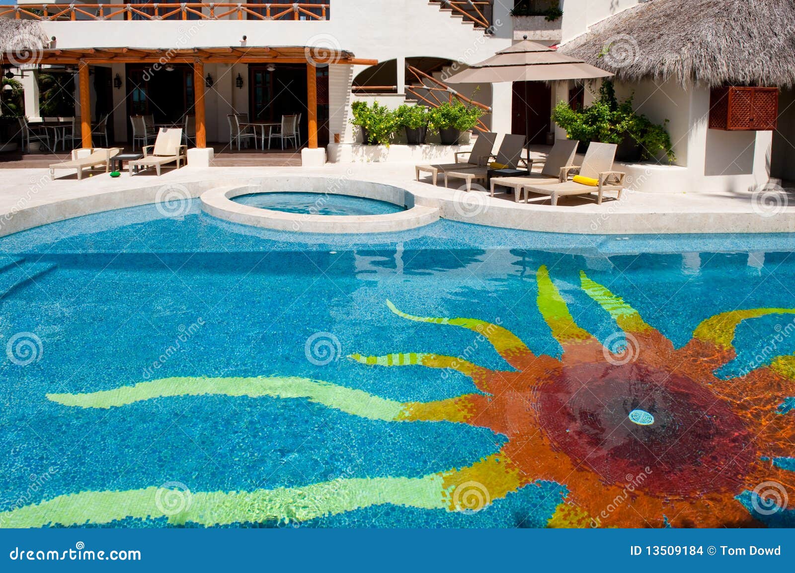 Sunshine shaped pool tiles stock photo. Image of tropical - 13509184