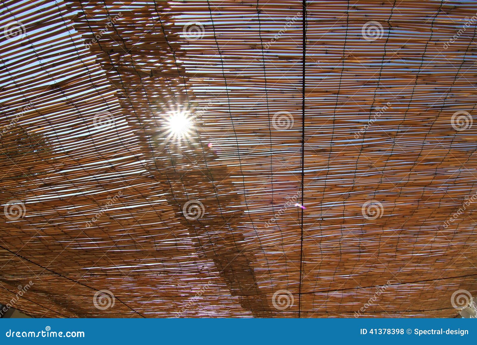 Sunshine Shining through a Thatched Roof Stock Photo - Image of fence ...