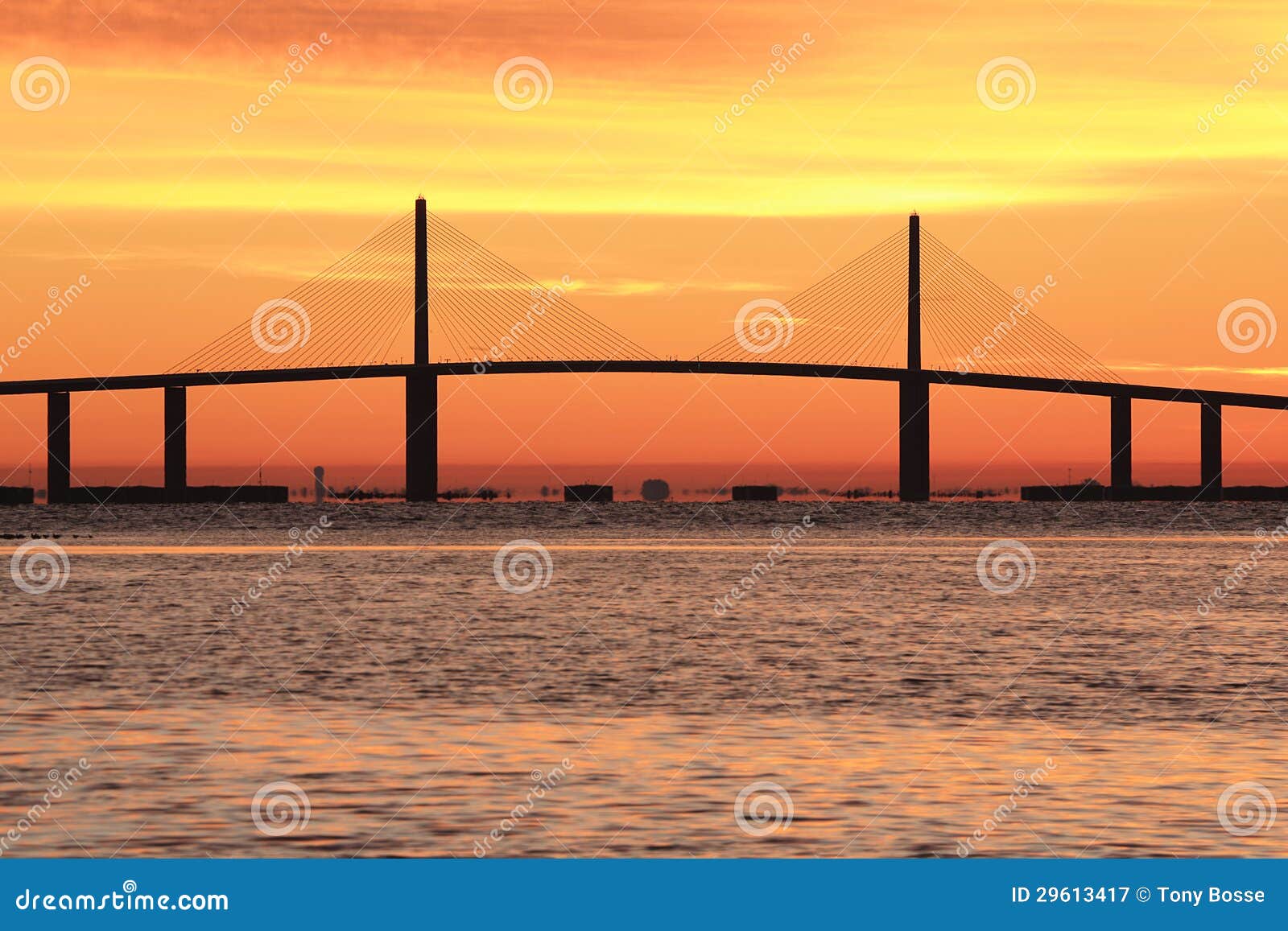 Sunshine Skyway Bridge at Sunrise Stock Image - Image of commercial ...