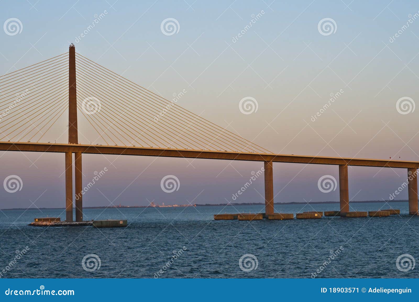 Sunshine Skyway Bridge at Sunset, Florida Stock Image - Image of bridge ...