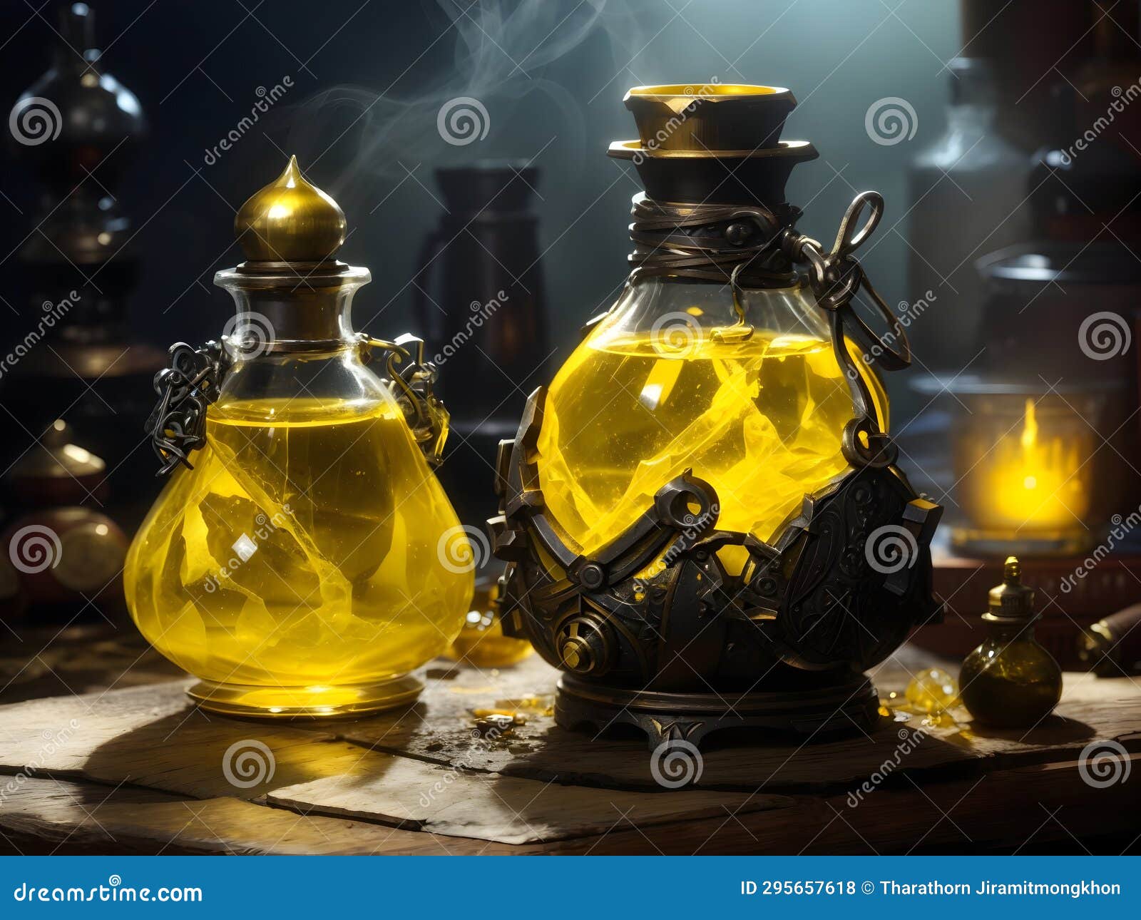 Sunshine Spirits: Unveiling the Mystique of the Yellow Potion Stock Illustration - Illustration ...