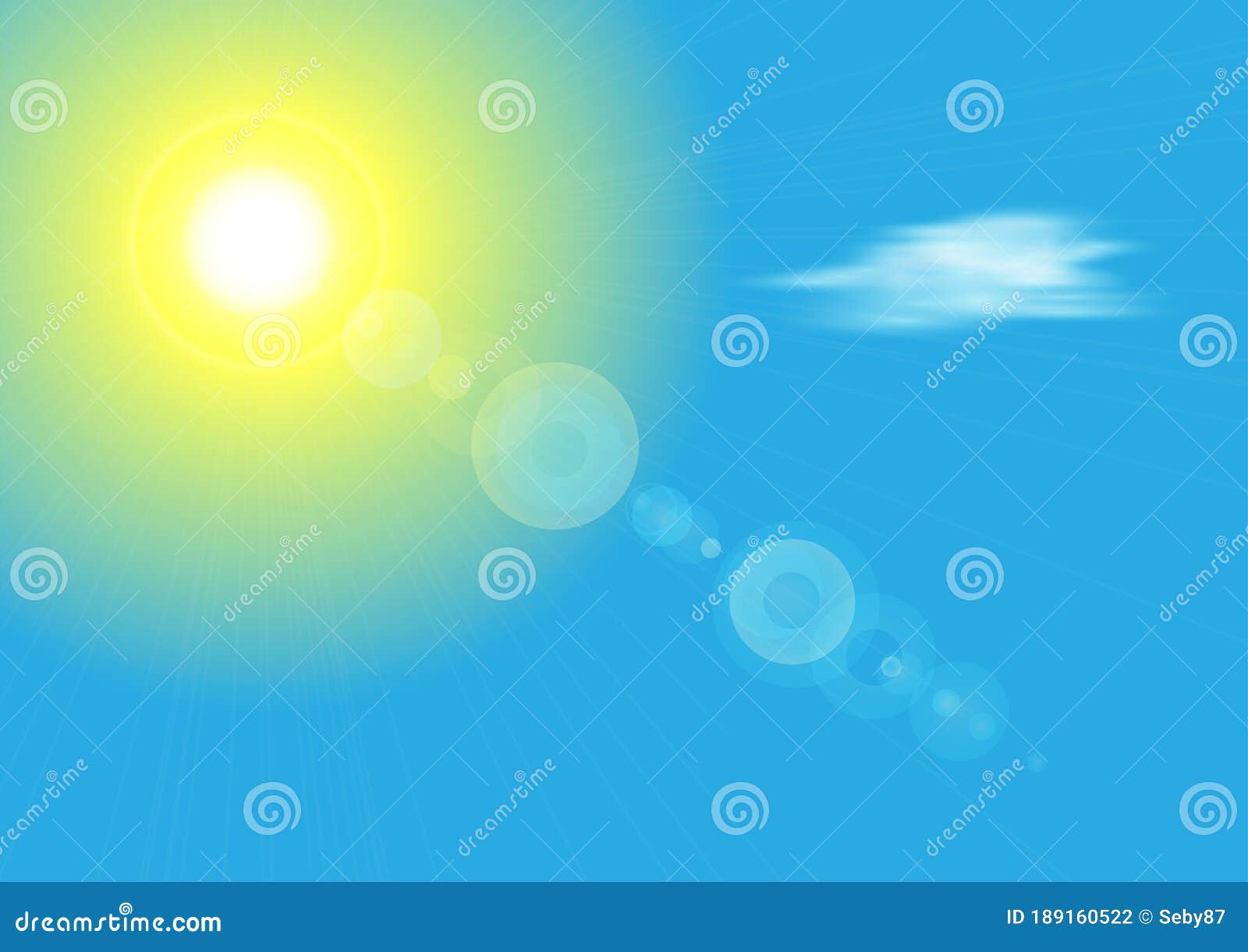 Sunshine with Sun and Blue Sky, Vector Illustration Stock Vector ...