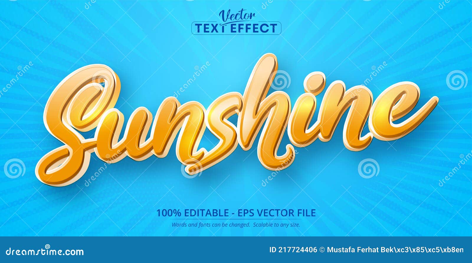 Sunshine Text, Cartoon Style Editable Text Effect Stock Vector ...