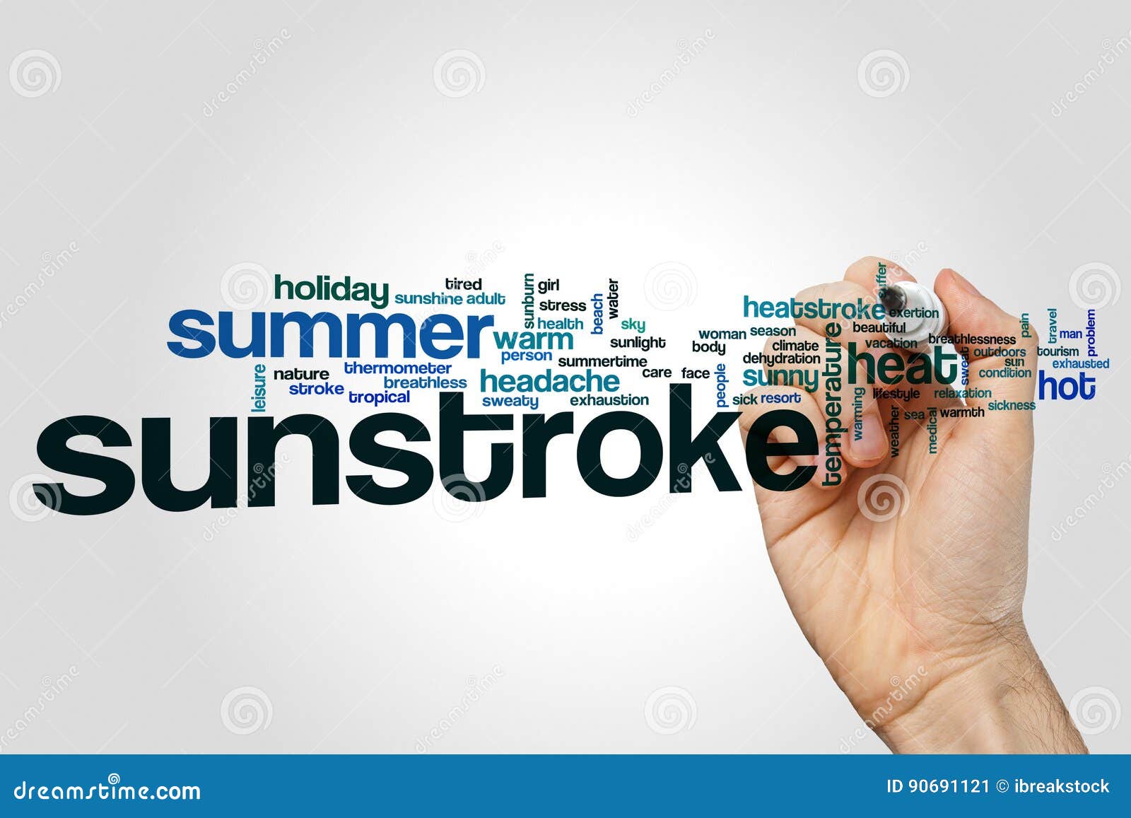 Sunstroke word cloud stock image. Image of sunny, thermometer - 90691121