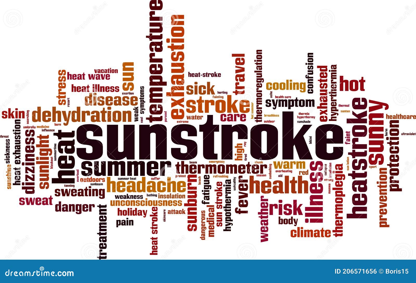 Sunstroke word cloud stock vector. Illustration of cooling - 206571656